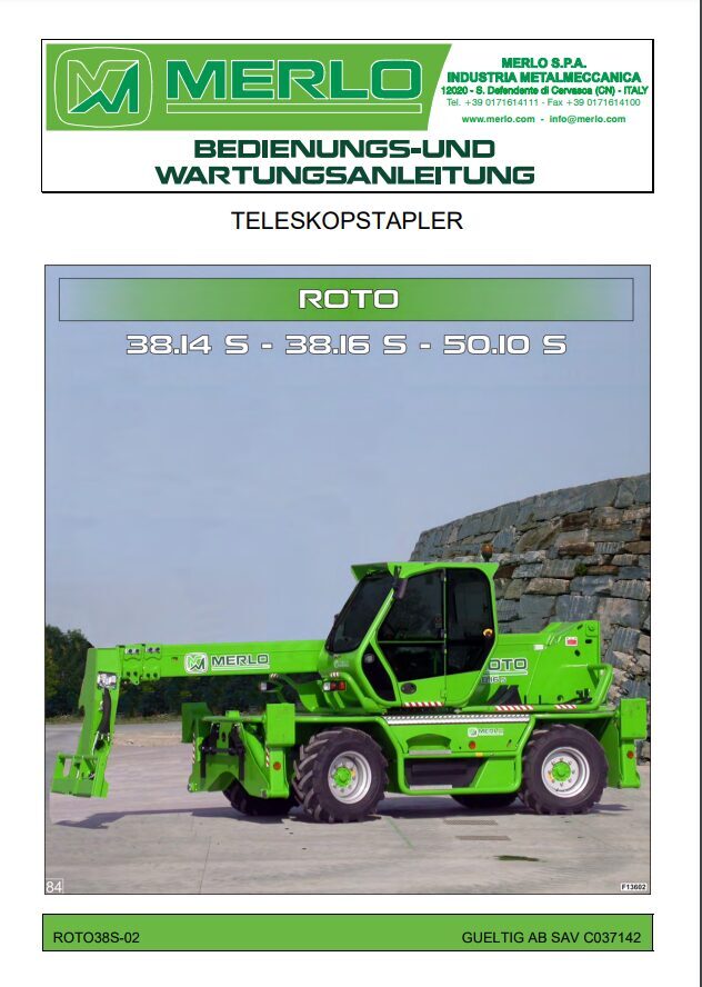 Merlo ROTO SM 400° (R38.14 – R38.16 – R40.18S – R50.10S ab SAV C037142 ...