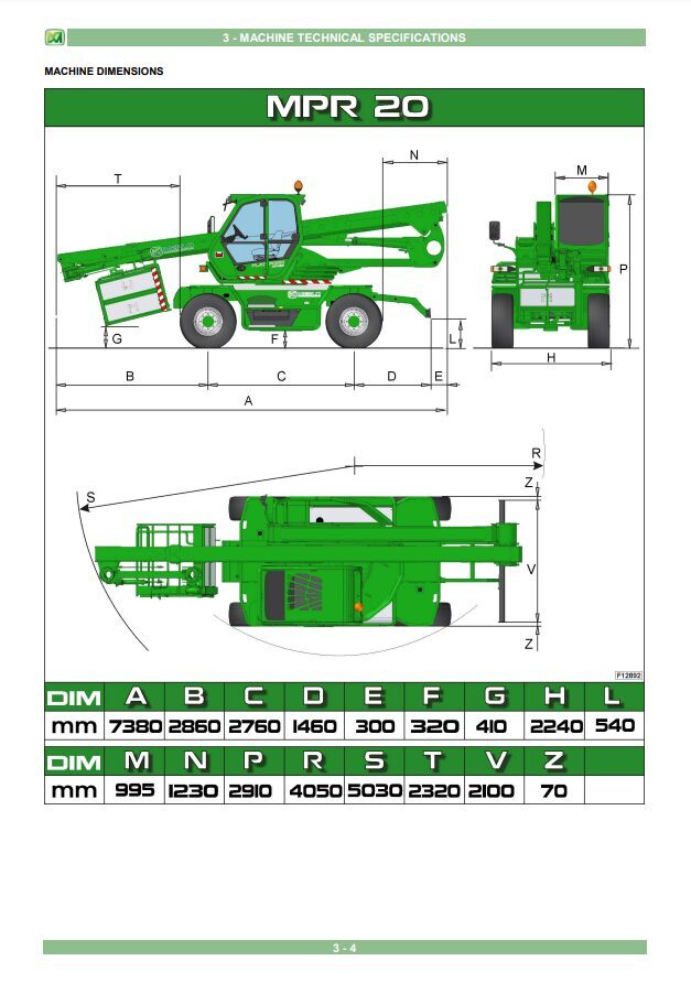 Merlo MPR20 (2008) Service Manual, Parts Manual, Hydraulic & Electrical ...